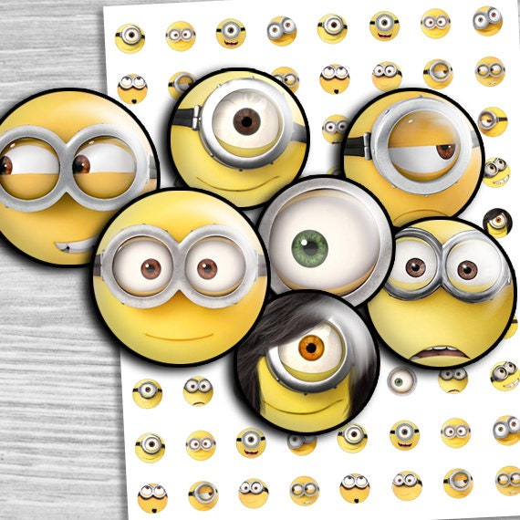 Minions Cartoon Faces Collage Sheet: Circle Images (digital Download ...