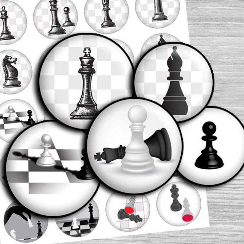 Chess Chessboard Digital Collage Sheet Circle Images Td22 - Etsy