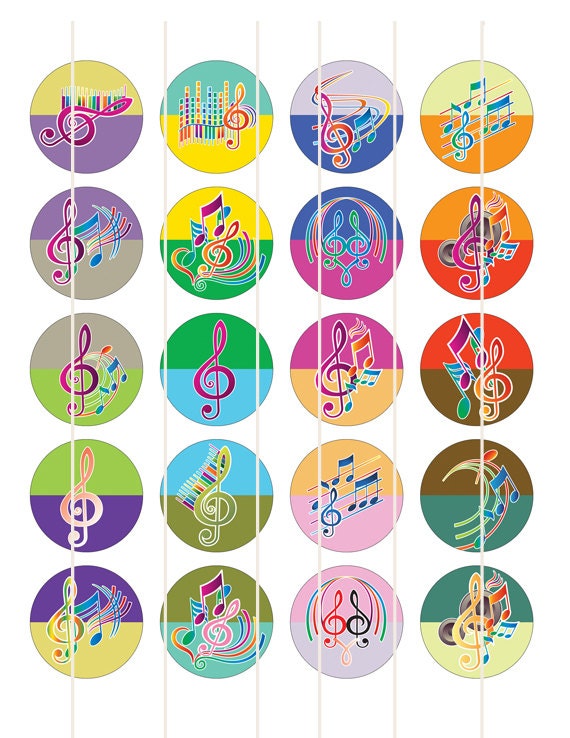 Treble Clef Digital Collage Sheet 25mm Round 1 Inch Circles - Etsy
