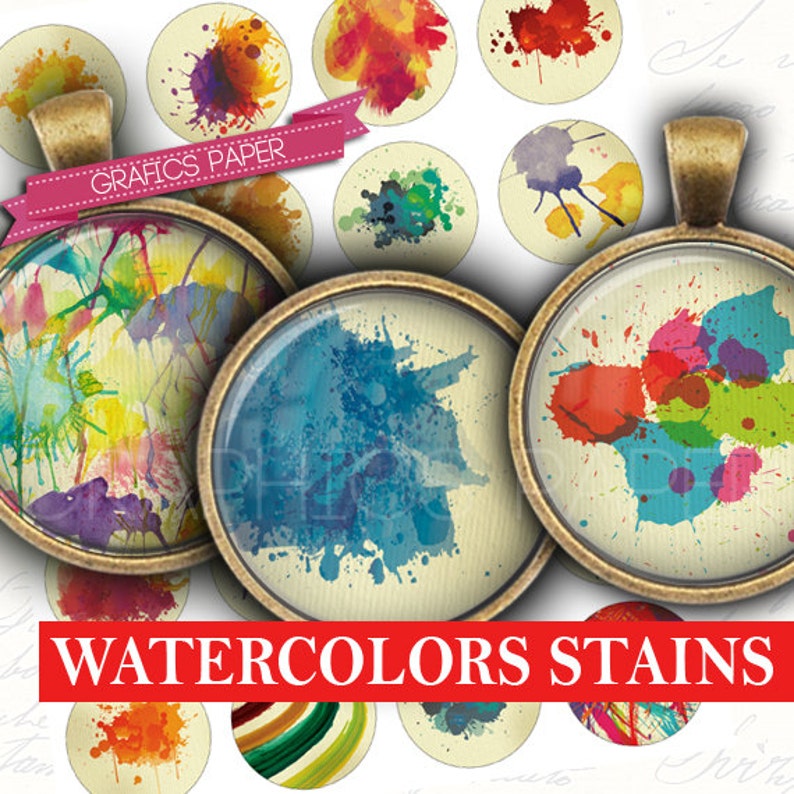 Circles Watercolor Stains Round Images Digital Collage Sheet - Etsy