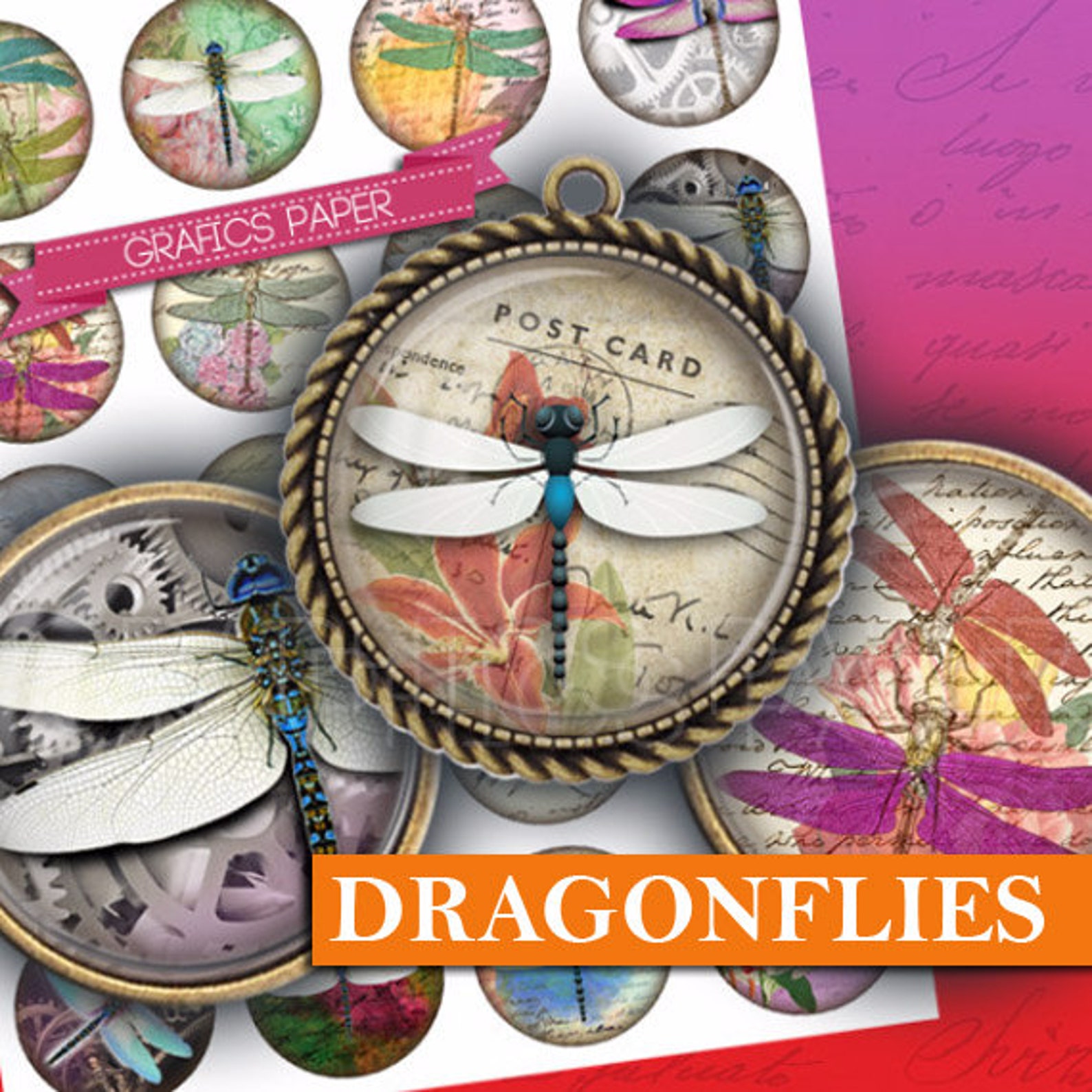 Dragonflies Digital Collage Sheet Images Scrapbooking INSTANT - Etsy