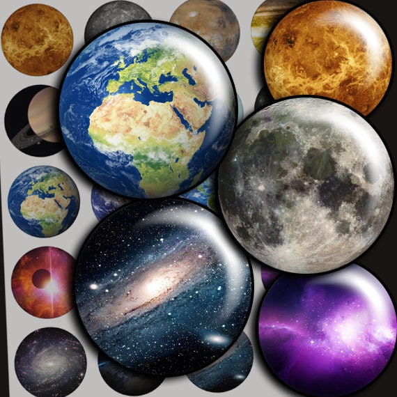 Planets Digital Collage Sheet Circles Planets Td70 | Etsy