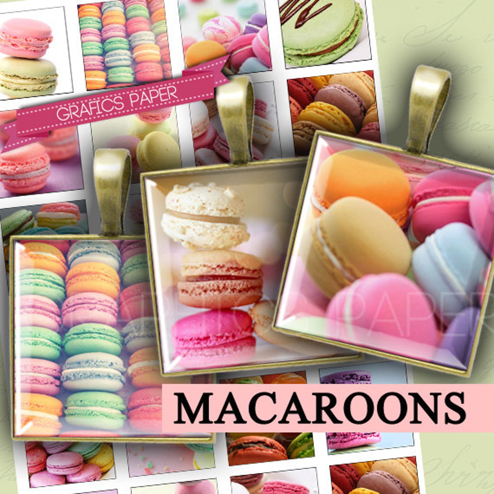 Square Tiles Macaroons Digital Collage Sheet 1x1 Inch and - Etsy