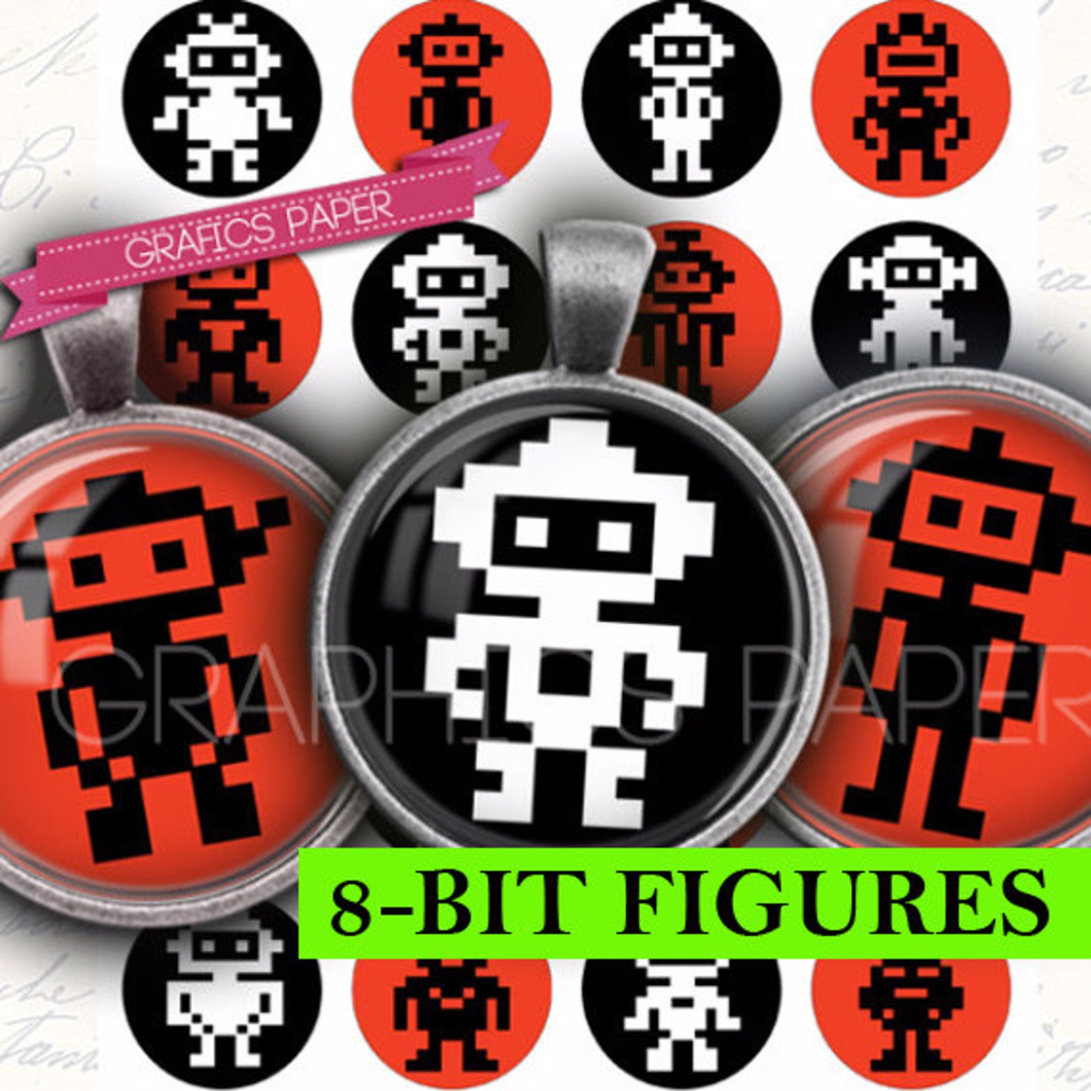 8-bit Characters Digital Collage Sheet 1.5 1.25 - Etsy