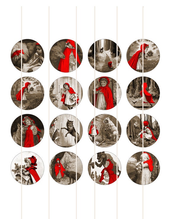 Little Red Riding Hood Fables Digital Collage Sheet Circle 1 - Etsy