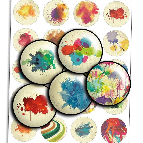 Circles Watercolor Stains Round Images Digital Collage Sheet - Etsy
