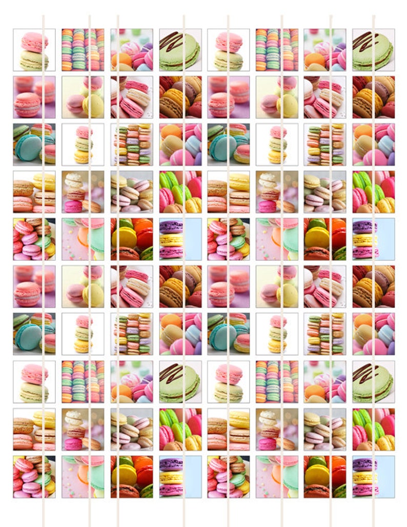 Square Tiles Macaroons Digital Collage Sheet 1x1 Inch and - Etsy