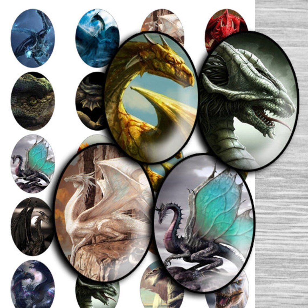 Flying Dragons Oval Images - OV109 - 30 X 40 Mm Ovals - Printable ...