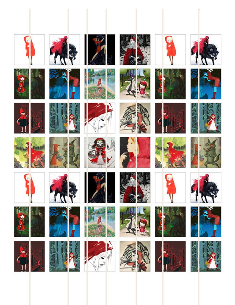 Little Red Riding Hood Fables Square Digital Collage Sheet - Etsy