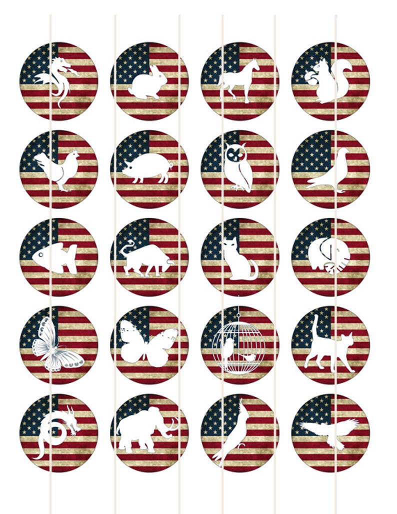 American Flags Instant Printable Images Animals 1.5 | Etsy