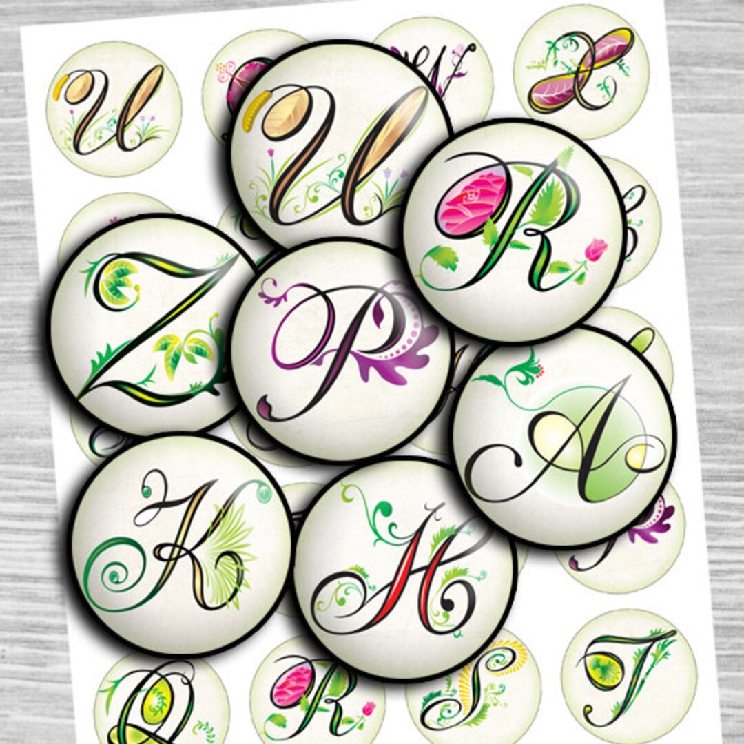 Floral Initial Circles: Printable Alphabet Collage (digital Download ...