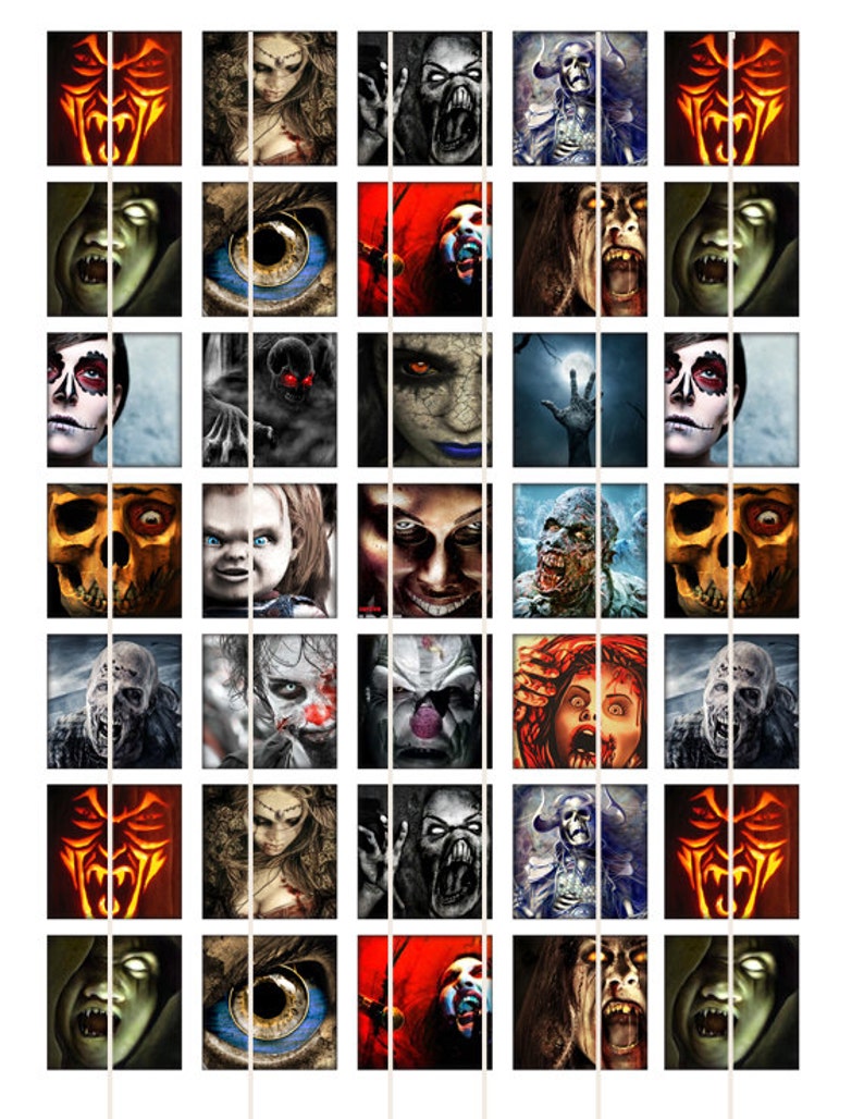 Halloween Images Creepy , Digital Collage Sheet Zombies 1x1 Inch and ...