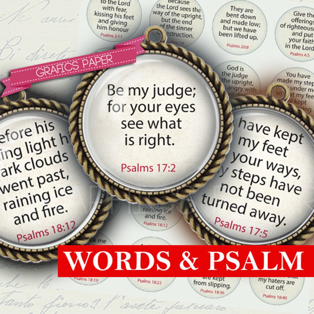 Inspirational Psalm Words Collage Sheet: Circle Images (digital ...