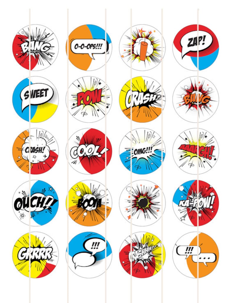 Superhero Comic Book Circles Collage Sheet, 1 Inch, DIY Pendants ...