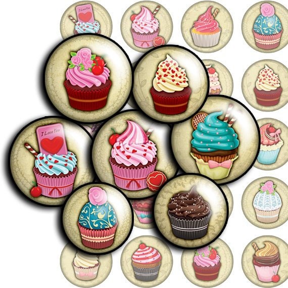 Cupcake Digital Collage Sheet Circles 1.5 1.25 - Etsy