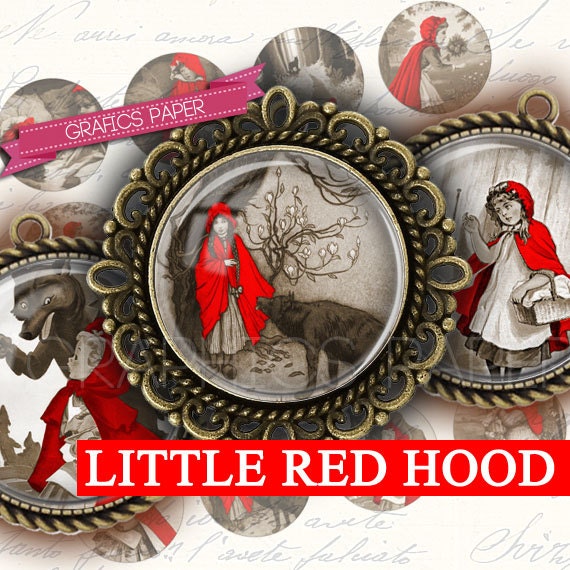 Little Red Riding Hood Fables Digital Collage Sheet Circle 1 - Etsy
