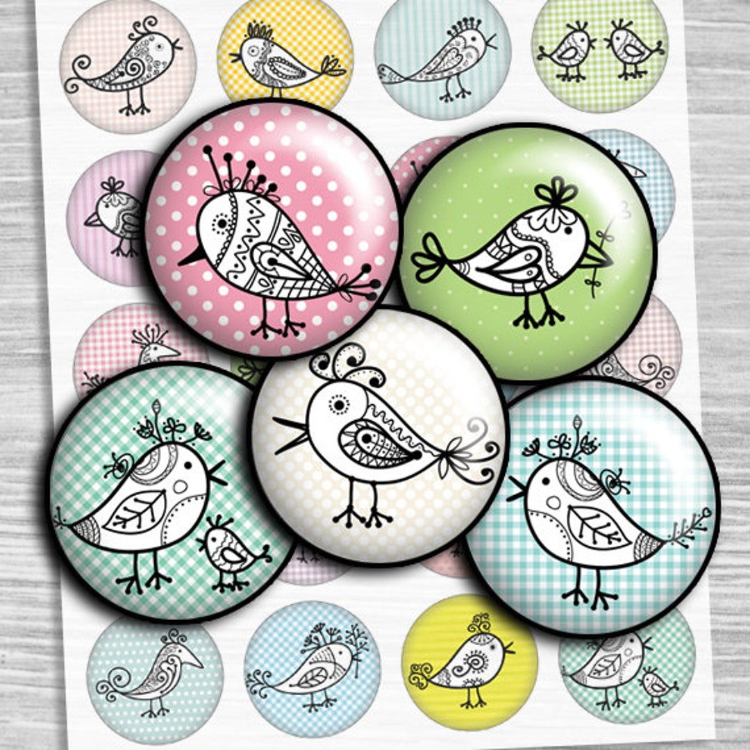 Birds Digital Collage Sheet: Printable Images for Pendants, Buttons ...
