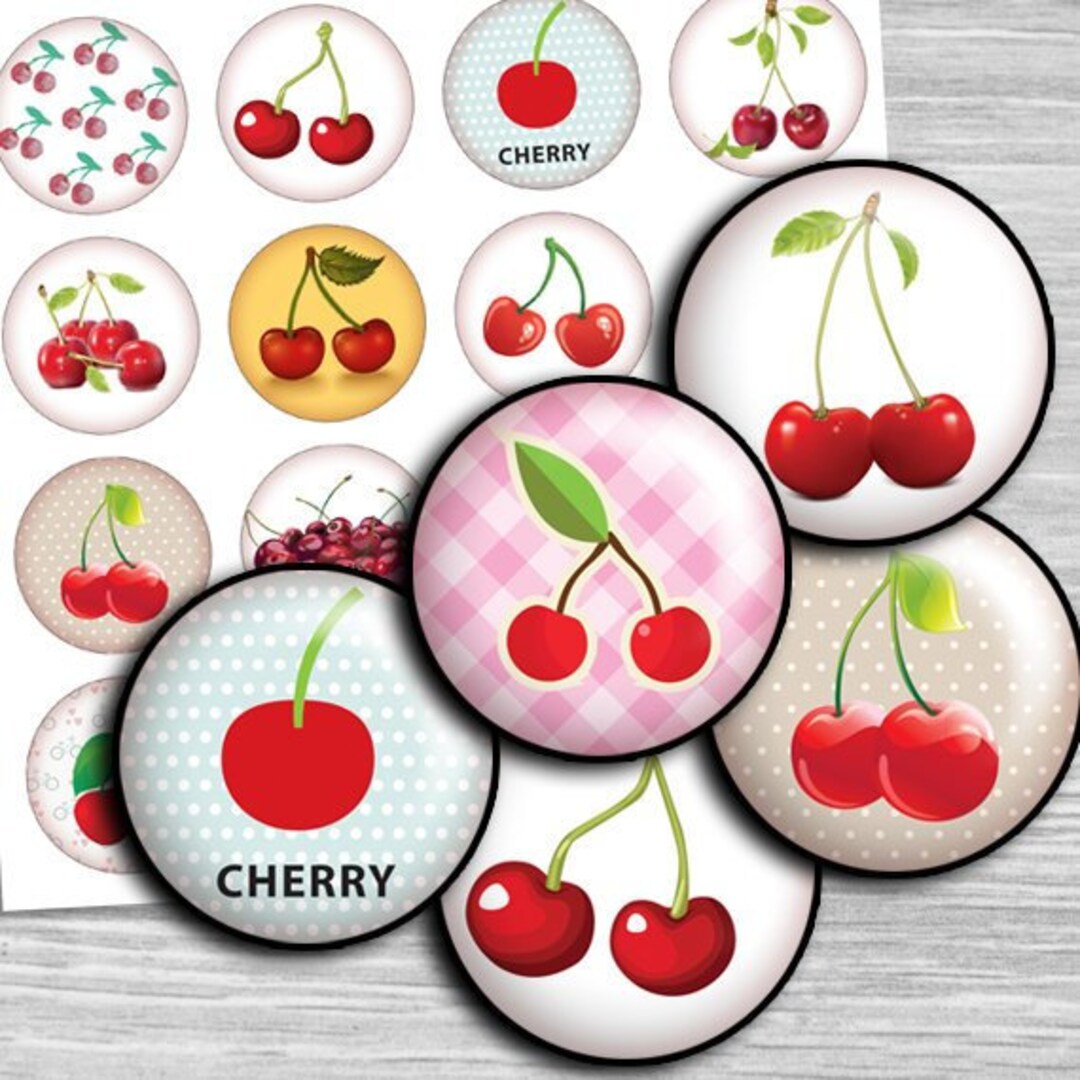 Cherries Images Fruit Digital Collage Sheet - Td131 - 1.5", 1.25", 30mm ...