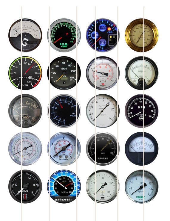 Digital Collage Sheet Industrial Gauge 1 Inch Circles - Etsy