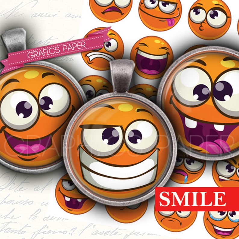 Smiles Digital Collage Sheet Images Round 1 Inch Circles - Etsy