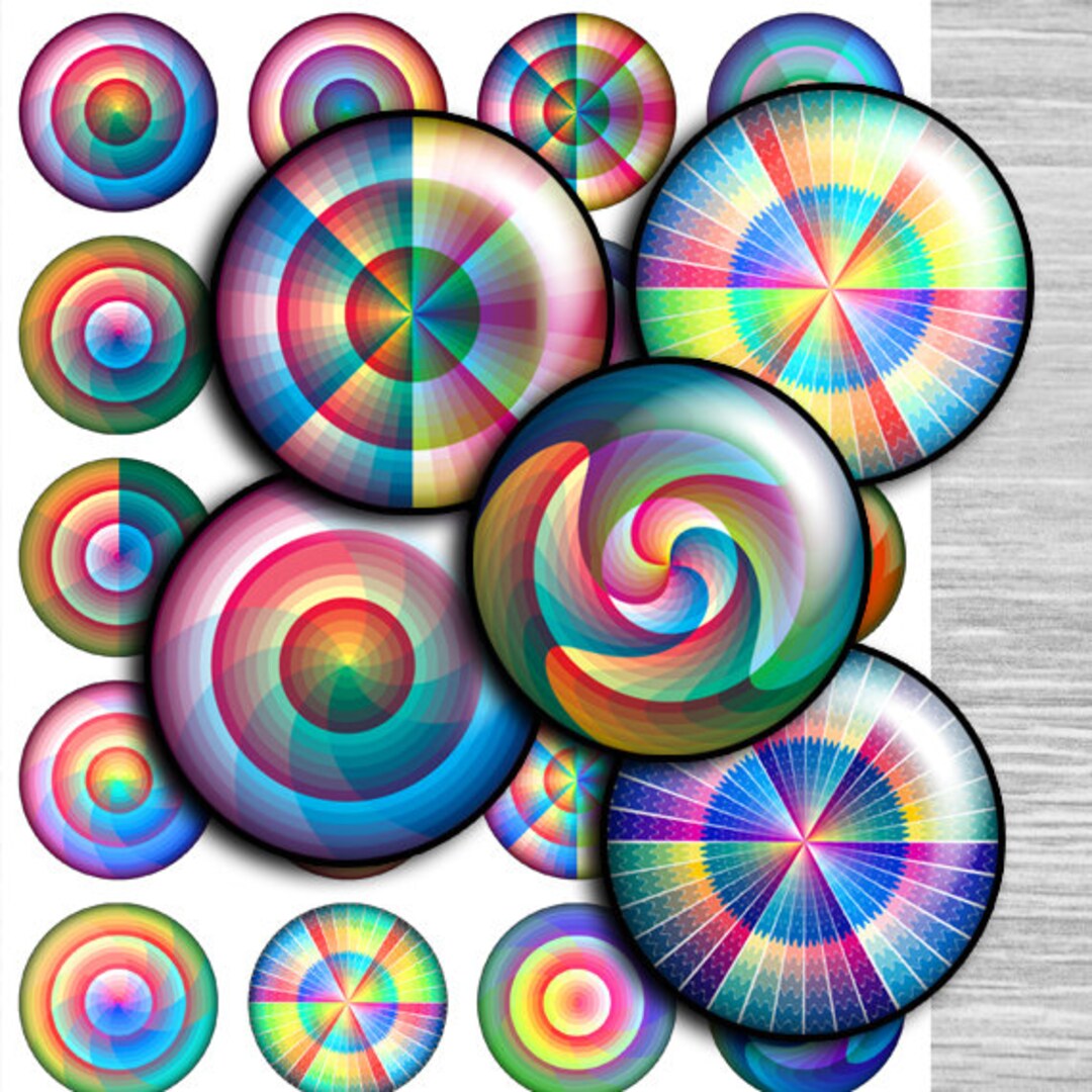 Rainbow Digital Collage Sheet, Circle Images (digital Download) - Etsy
