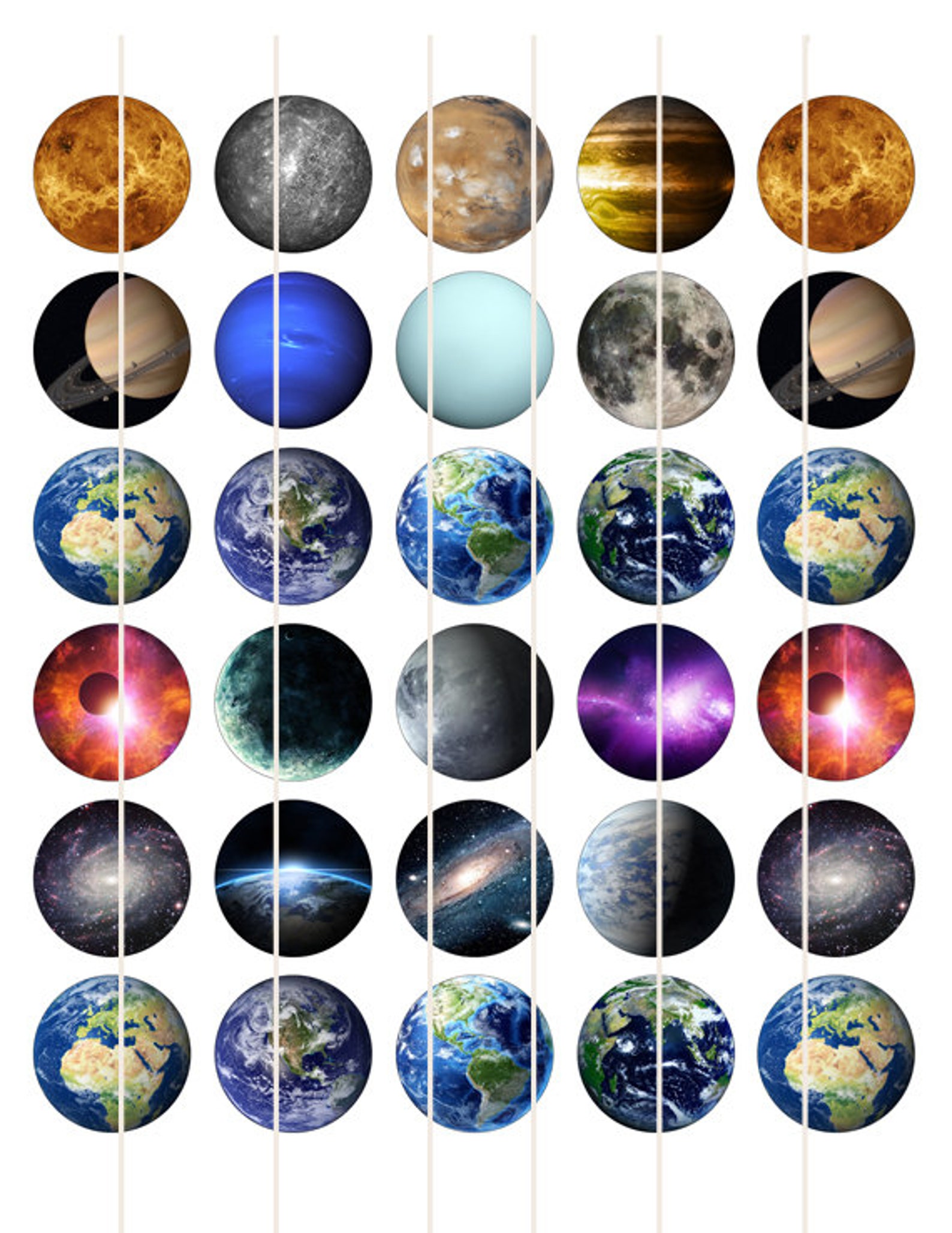 Planets Digital Collage Sheet Circles Planets Td70 - Etsy