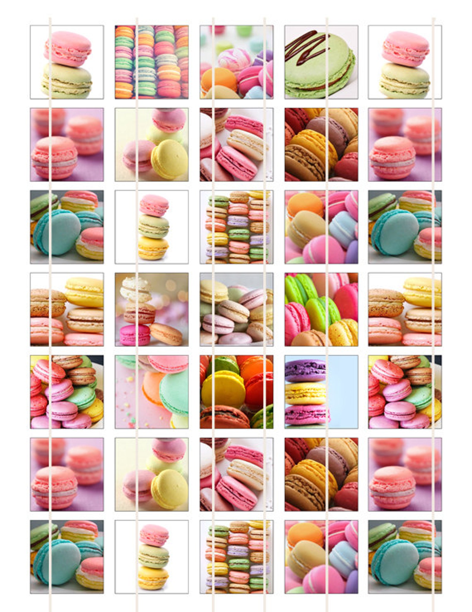 Square Tiles Macaroons Digital Collage Sheet 1x1 Inch and - Etsy