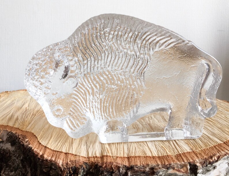 XL Lisa Larson Bison Figurine, Lisa Larson Glass Buffalo, Crystal ...