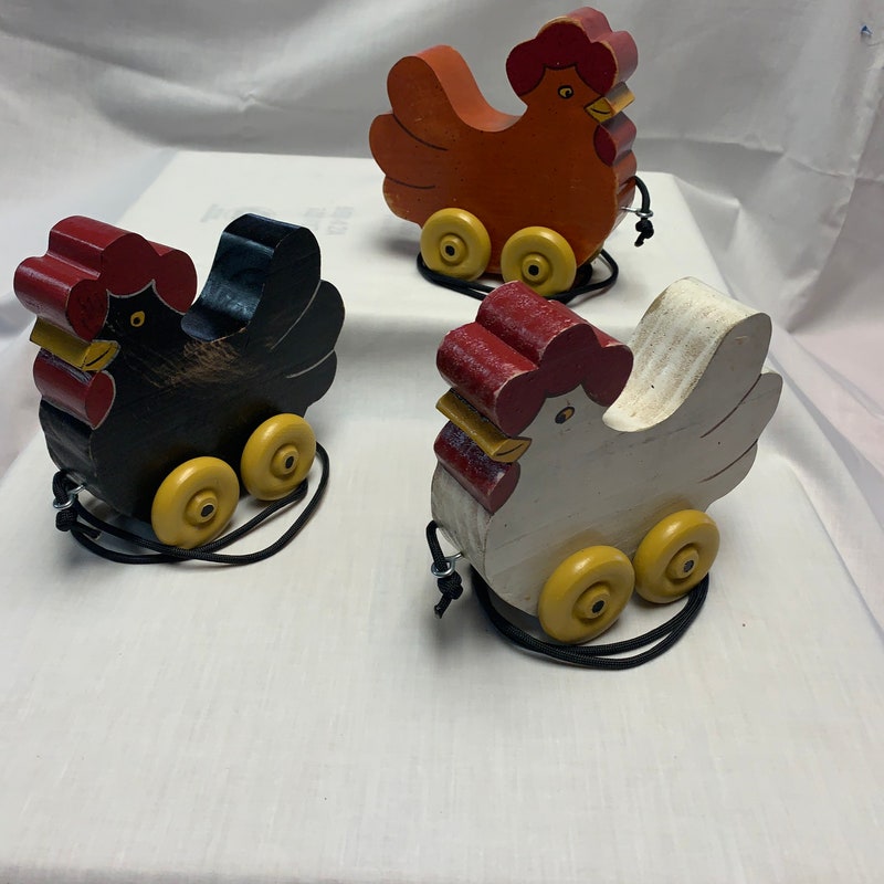 Wooden Chicken Toy - Etsy