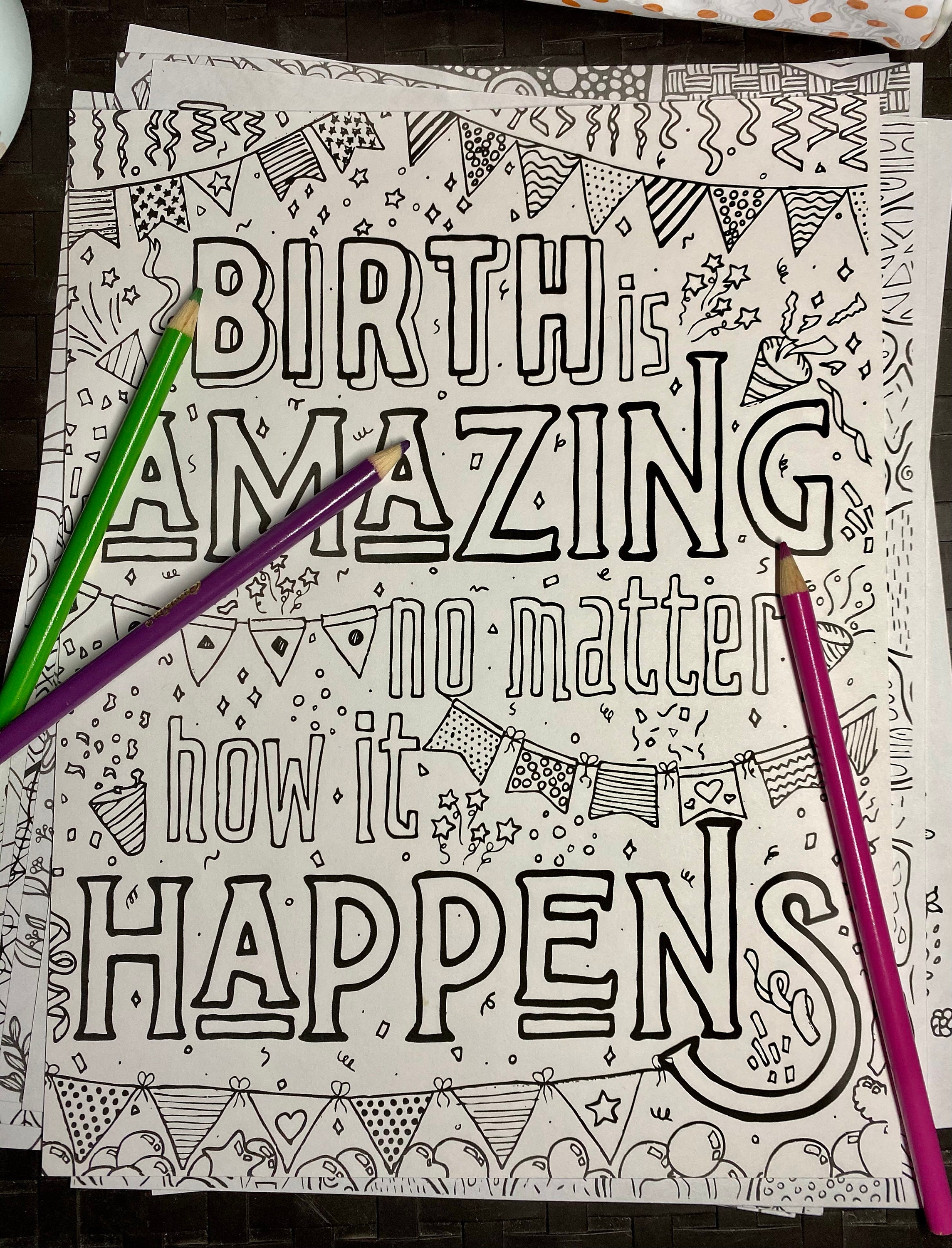 Birth Affirmation Printable Adult Coloring Book Page Instant Digital ...