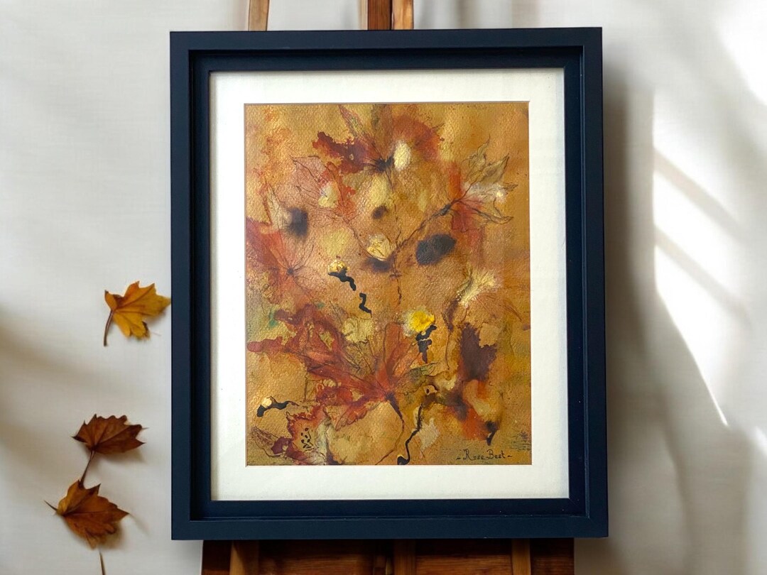 Autumn Fantasy Mixed Media Painting, Signed Original in Black Frame - Etsy