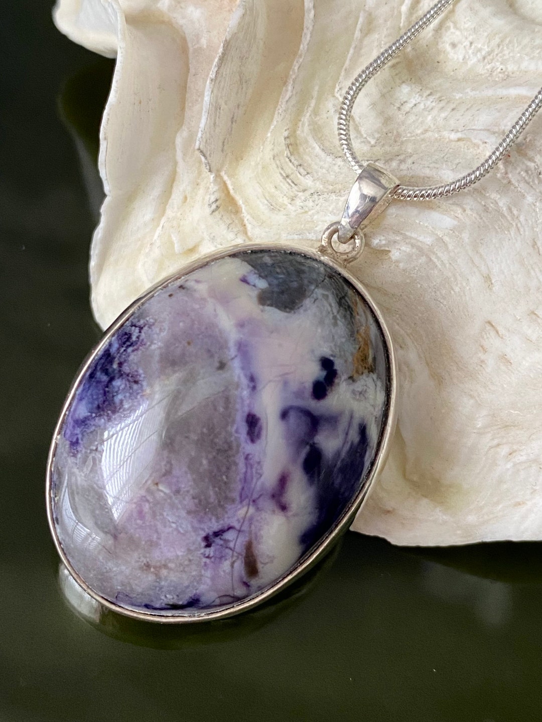 Charoite siberia Russia 925 Sterling Silver Oval Pendant - Etsy