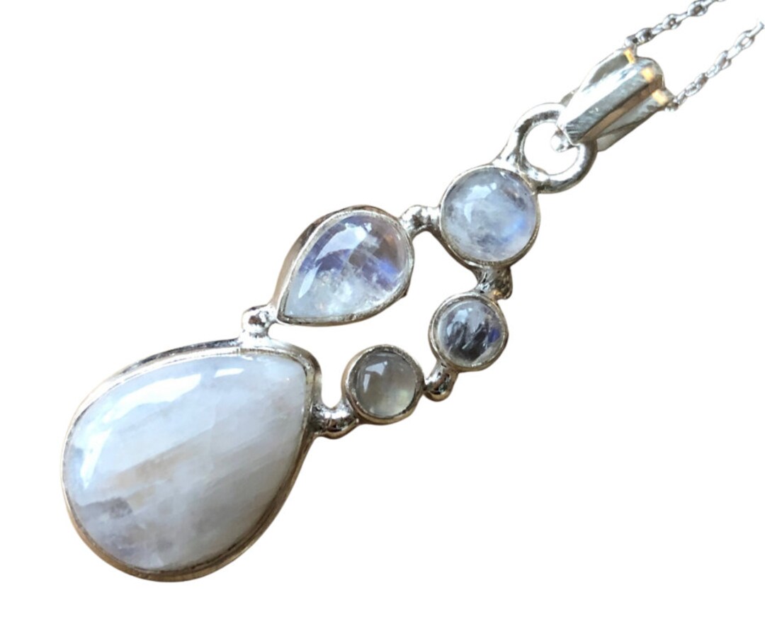 Rainbow Moonstone (14.12ct Crystal) and 925 Sterling Silver Pendant. - Etsy