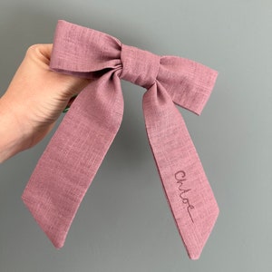 BRIDESMAID BRIDAL BOWS // Bridal Linen Hair Bows // Personalised ...