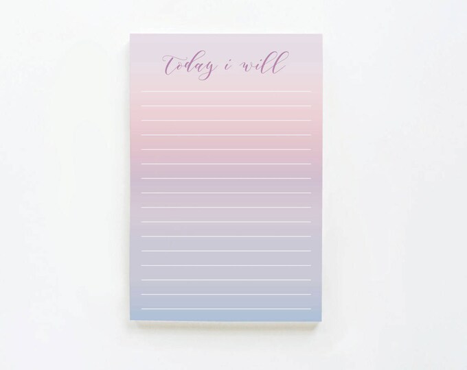 Small Desk Notepad Ombre Purple Ombre Today I Will Lined - Etsy