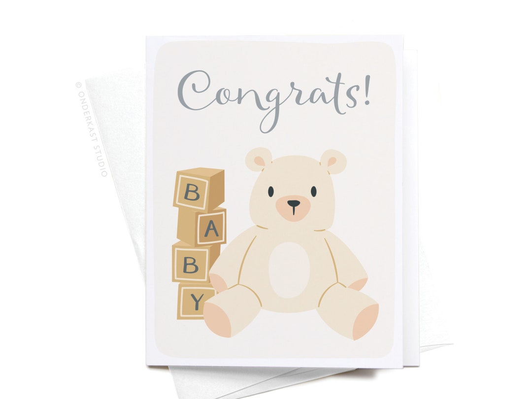 Congrats! Teddy Bear Greeting Card – GRT0103 - Etsy