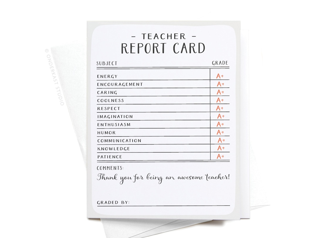 Teacher Report Card Greeting Card – GRT0203 - Etsy