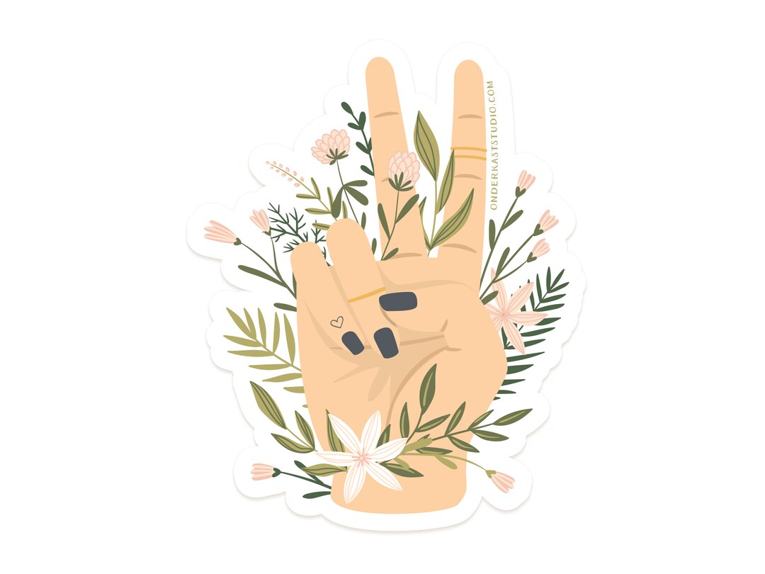 Floral Peace Sign Sticker Vinyl Die Cut Sticker - Etsy