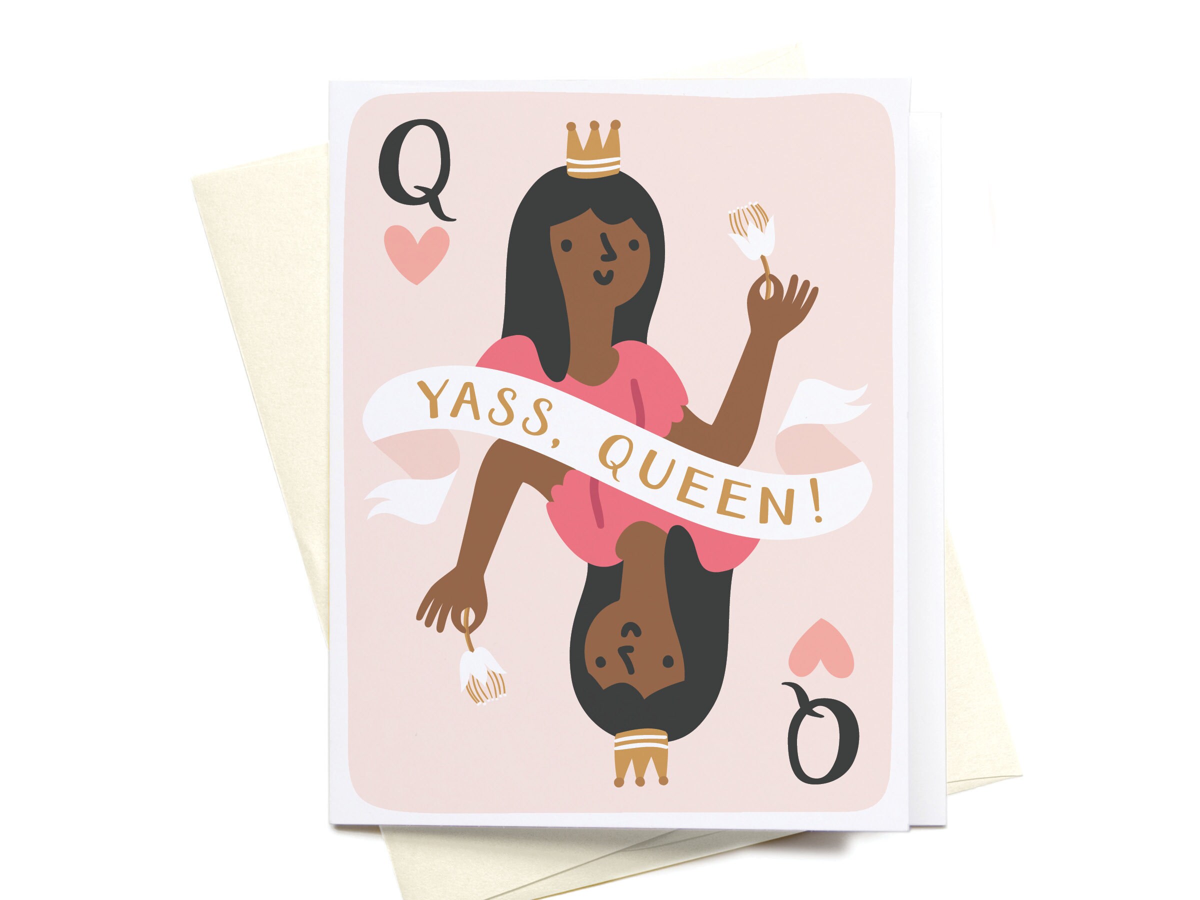 Cute Greeting Card Yass Queen Queen Of Hearts Playing Card Etsy