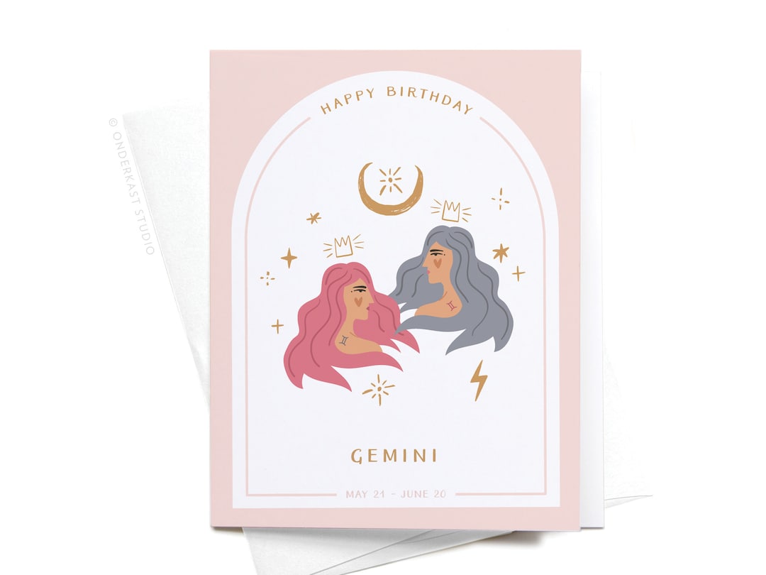 Happy Birthday Gemini Zodiac Greeting Card – GRT0381 - Etsy