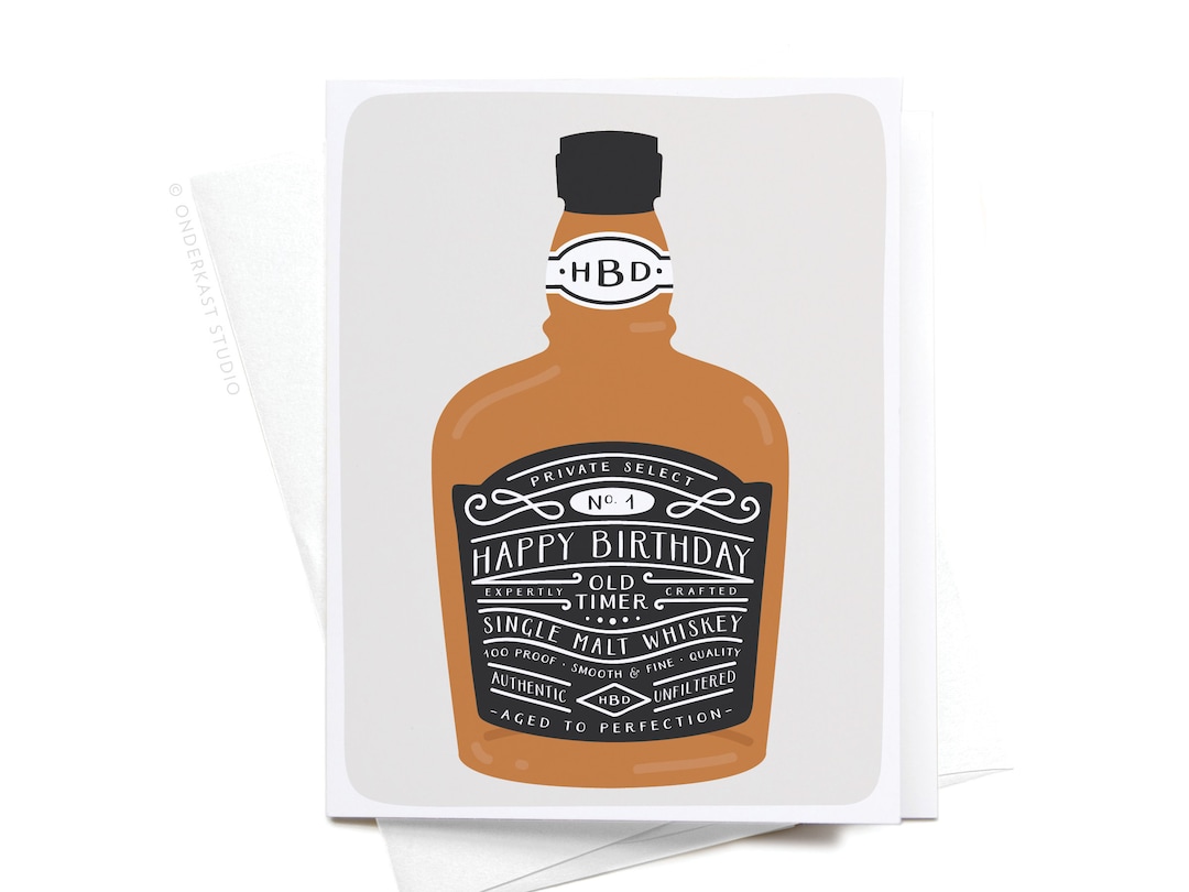 Happy Birthday Whiskey Bottle Greeting Card GRT0211 - Etsy