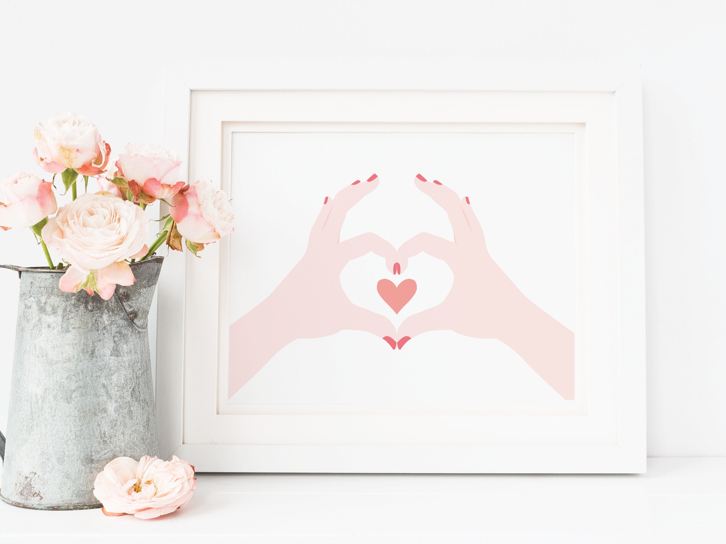 Art Print Cute Heart Hand Illustration Gift for Her Home | Etsy
