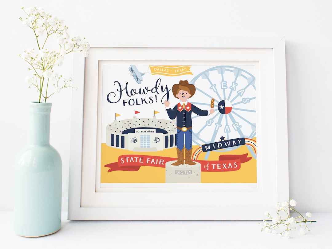 Art Print | Dallas, Texas State Fair of Texas Illustration Big Tex ...