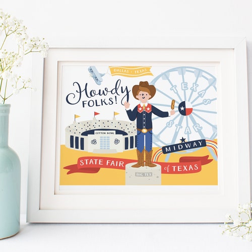 Art Print Dallas Texas State Fair of Texas Illustration Big - Etsy