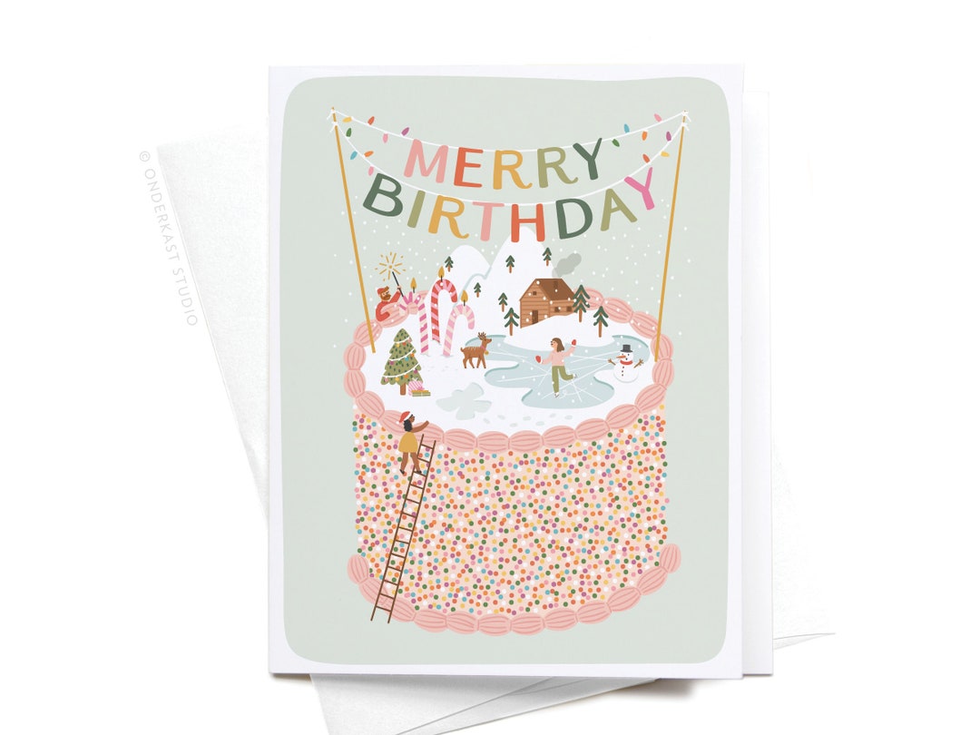 Merry Birthday Cake Greeting Card – GRT0400 - Etsy