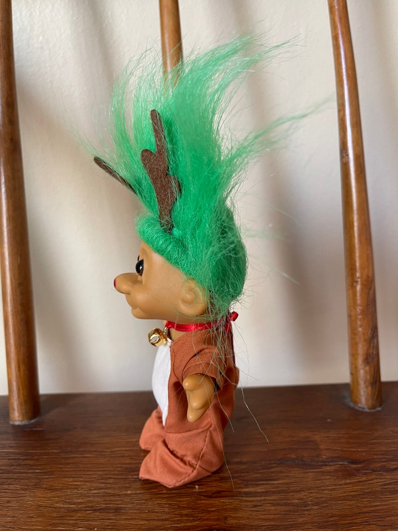 Troll Doll, Rudolph Christmas Reindeer Green Hair, 90s Vintage ...