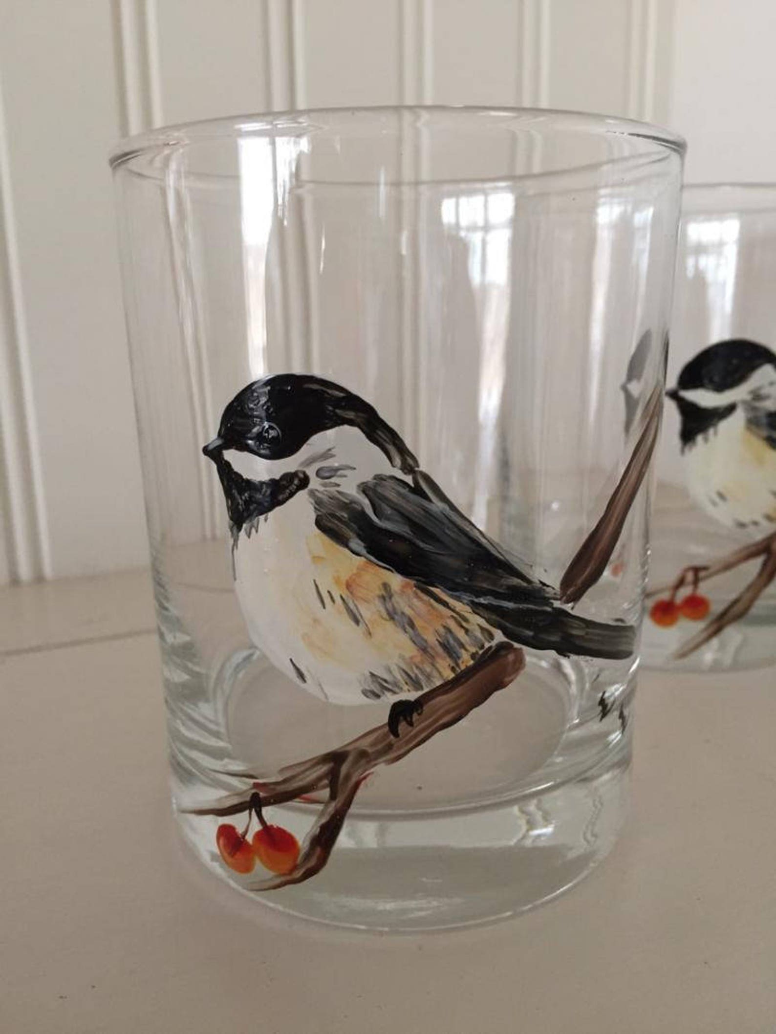 Chickadee Rocks Glass. Hand Painted - Etsy