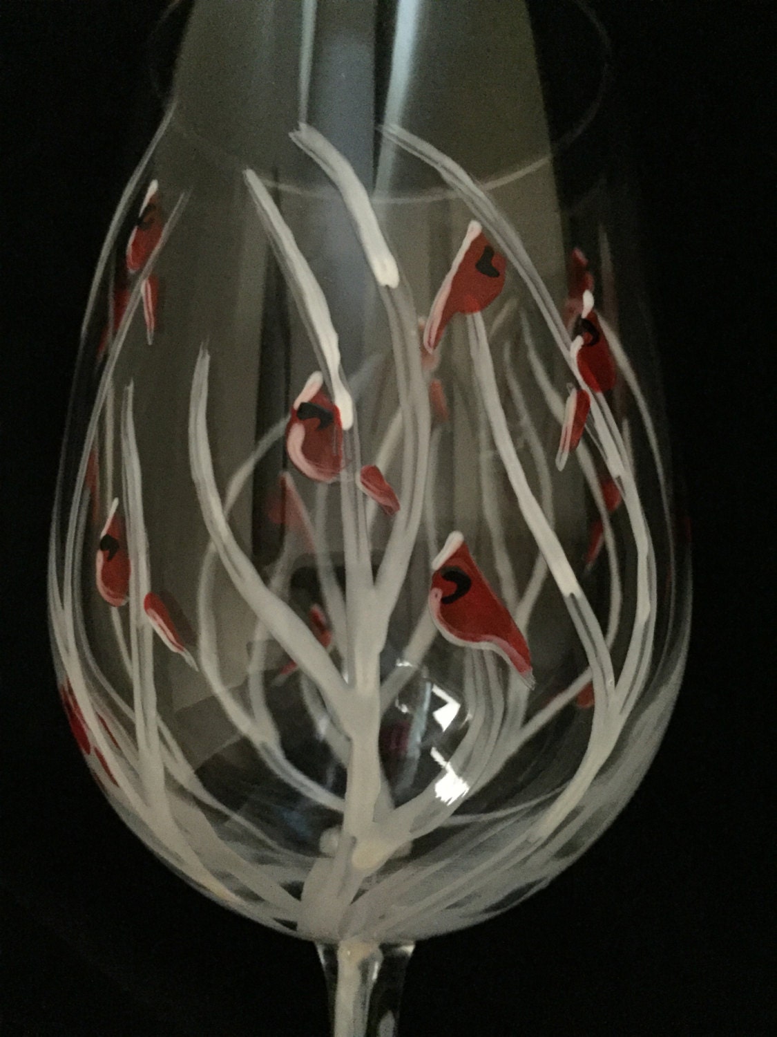 White Trees and Cardinals Wine Glass, Perfect for Holiday or All Winter ...