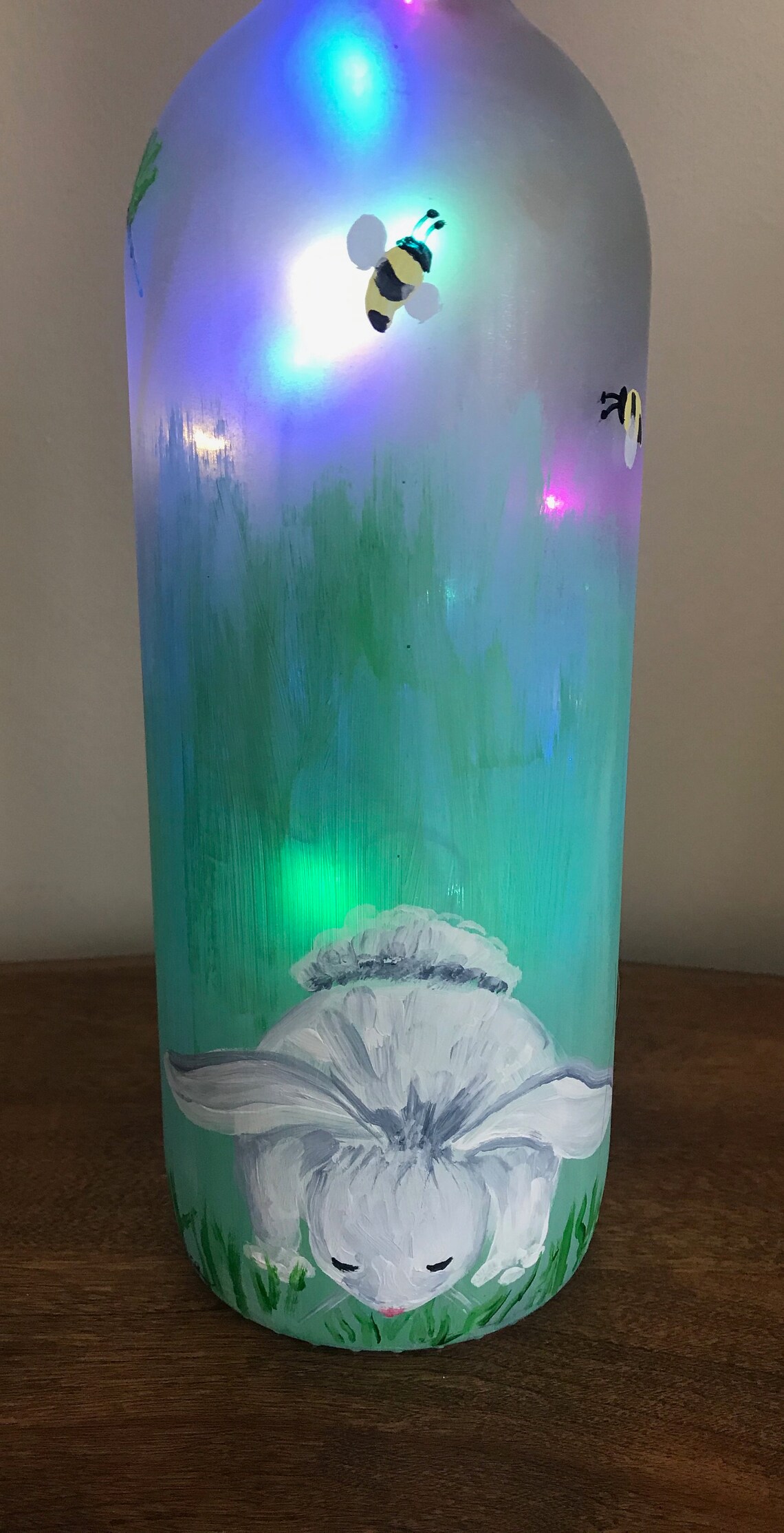 Easter Bunny Hand Painted Lighted Bottle - Etsy
