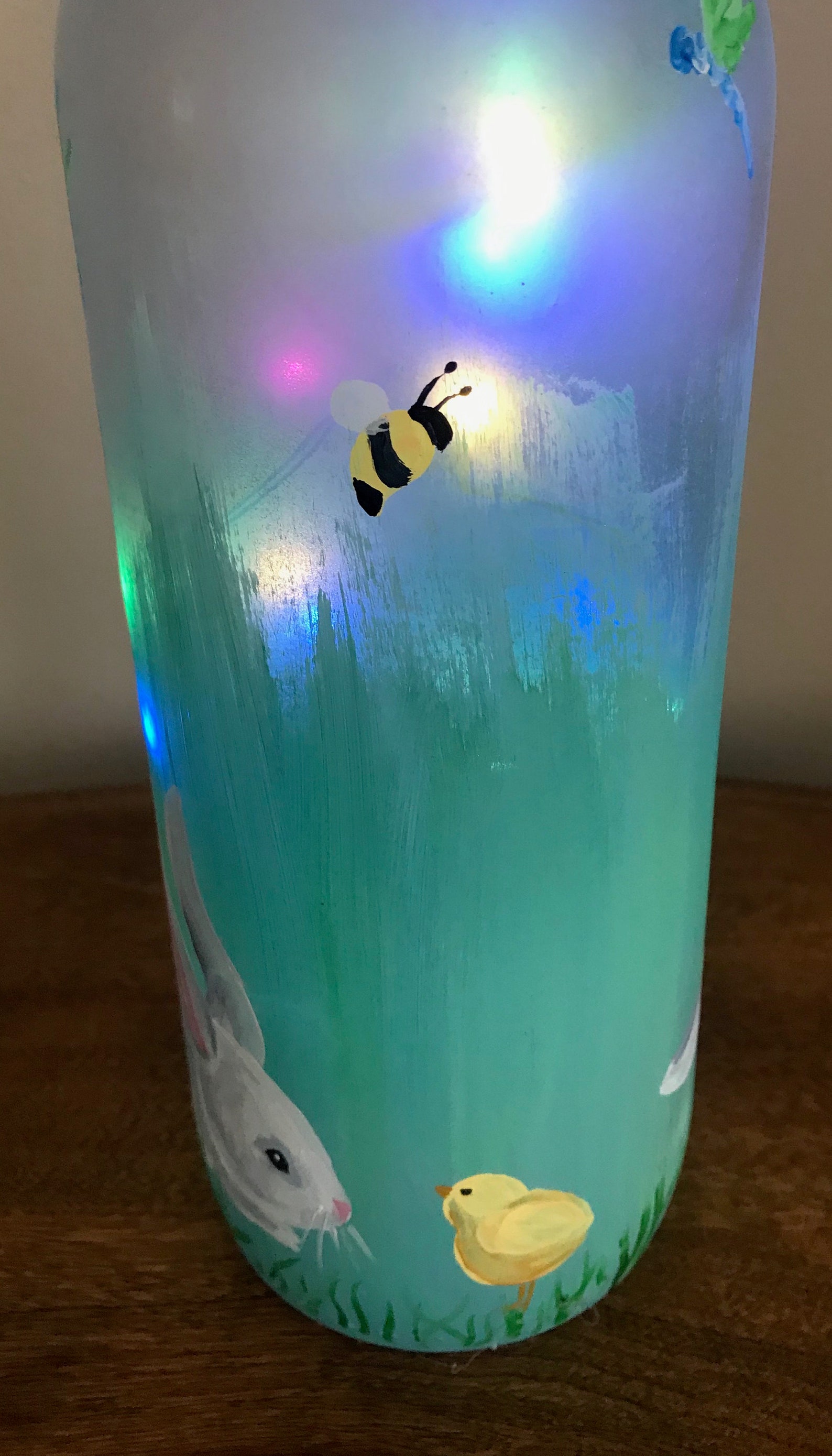 Easter Bunny Hand Painted Lighted Bottle - Etsy
